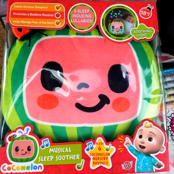 Toys | Cocomelon Musical Sleep Soother Nursery Rhymes Plush Watermelon ...